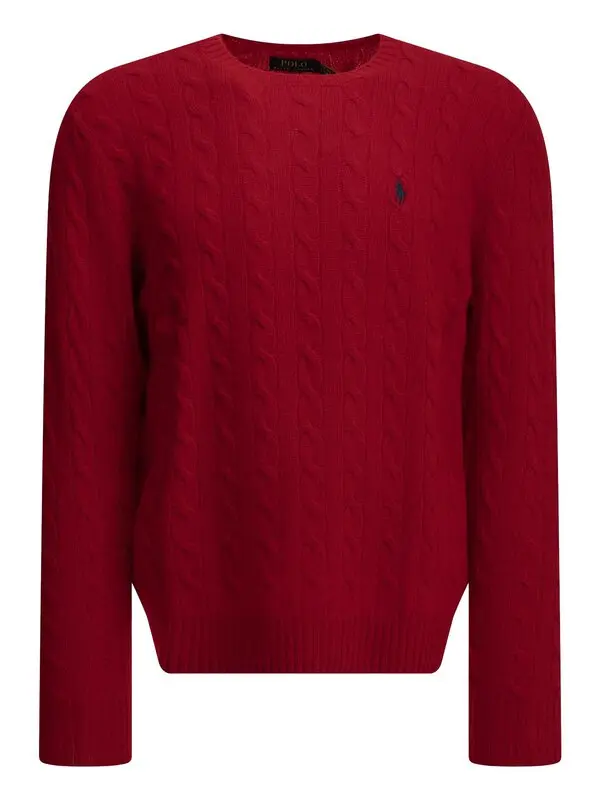 Polo Ralph Lauren Wool And Cashmere Crew Neck Sweater With Logo - Red