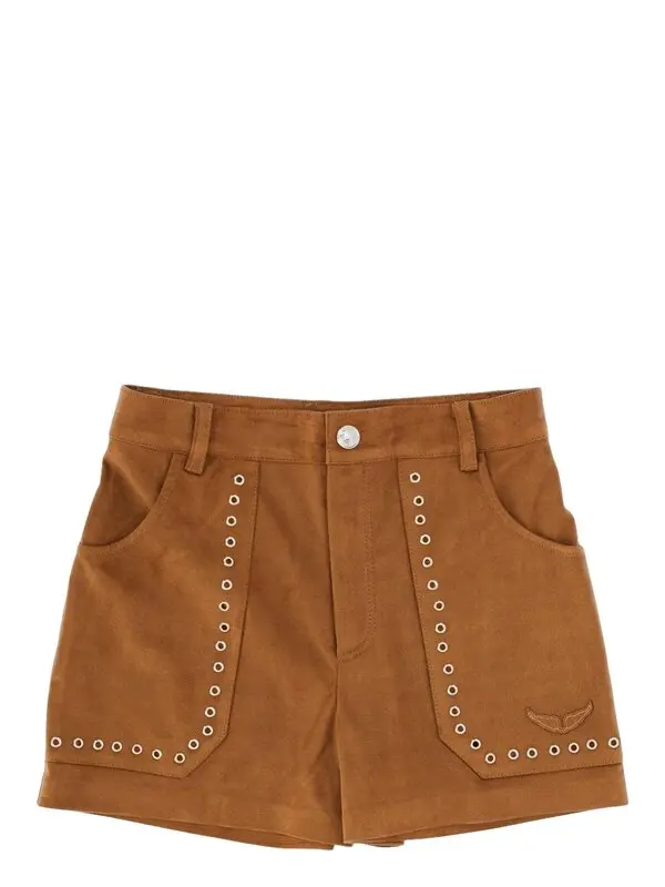 Zadig&Voltaire Shorts In Tessuto Effetto Suede - Brown