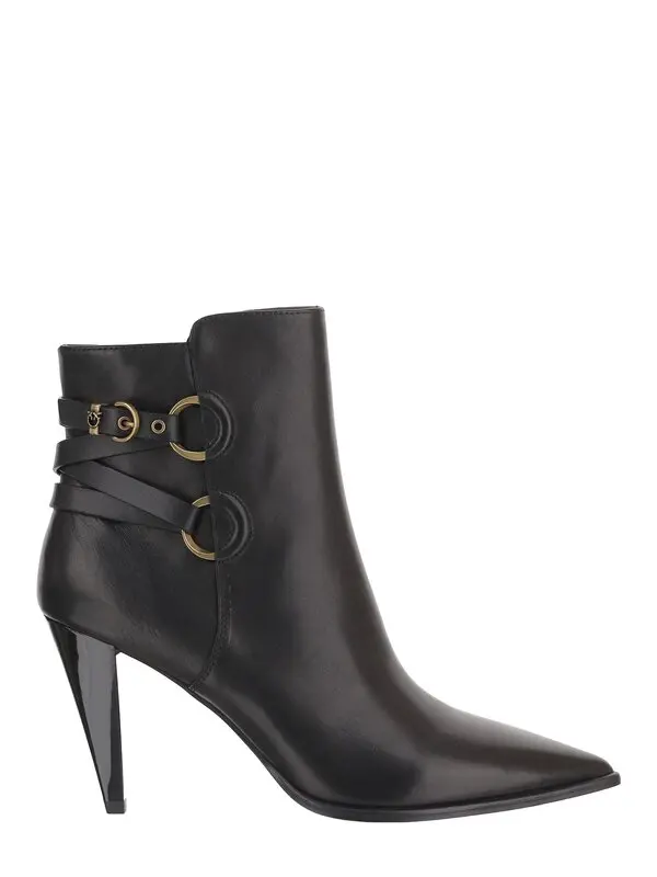 Pinko Vane Leather Ankle Boots Size It - Black