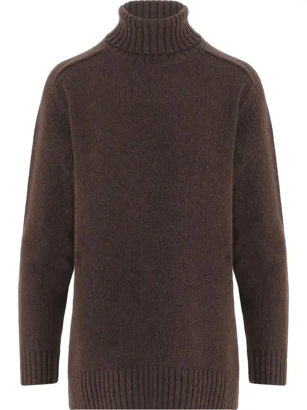Bruno Manetti Wool And Cashmere Turtle Neck Sweater - Dark Brown