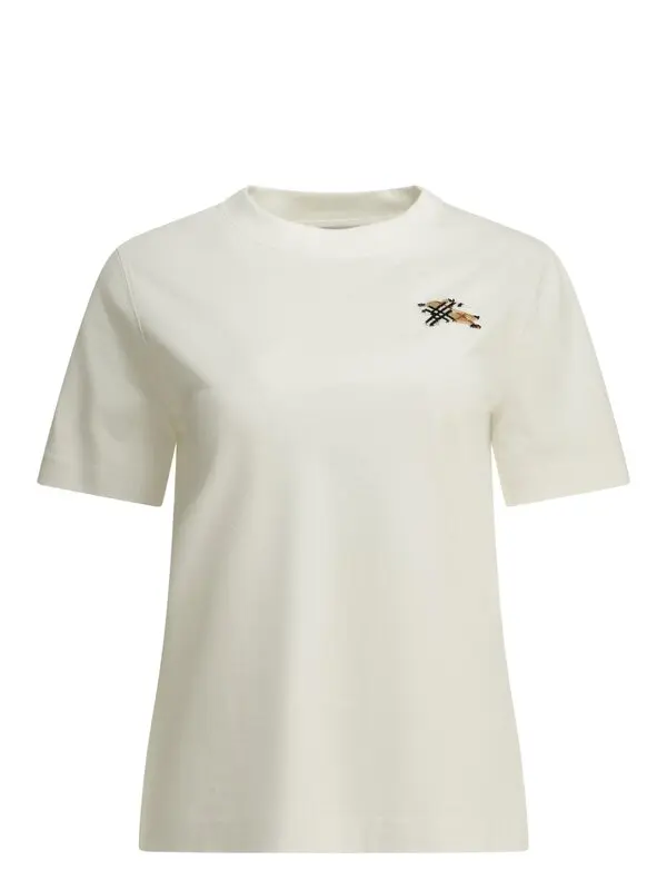 Burberry Knight Check' Crew Neck T Shirt - White