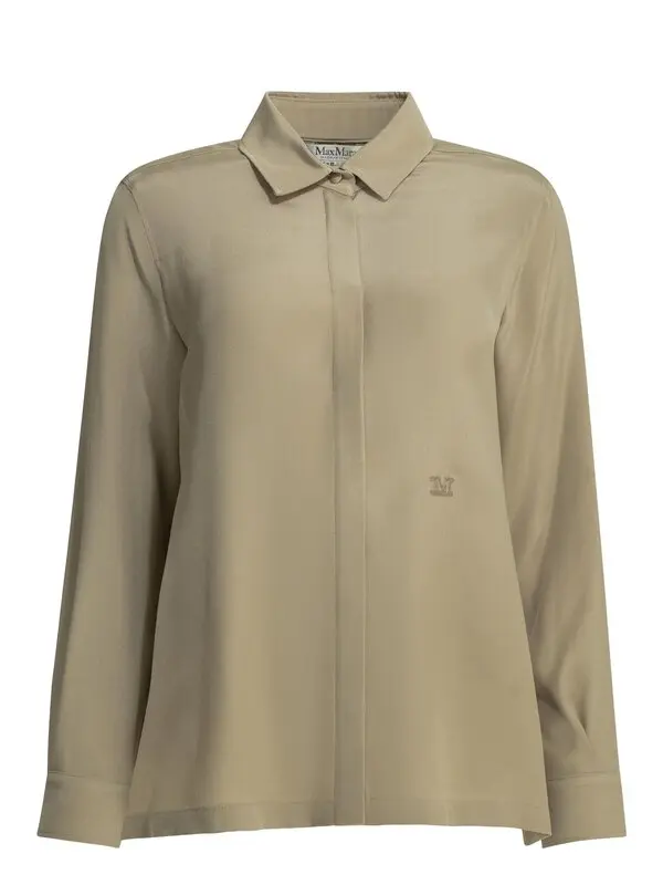 Max Mara Casual Shirt In Silk Crêpe De Chine - Beige