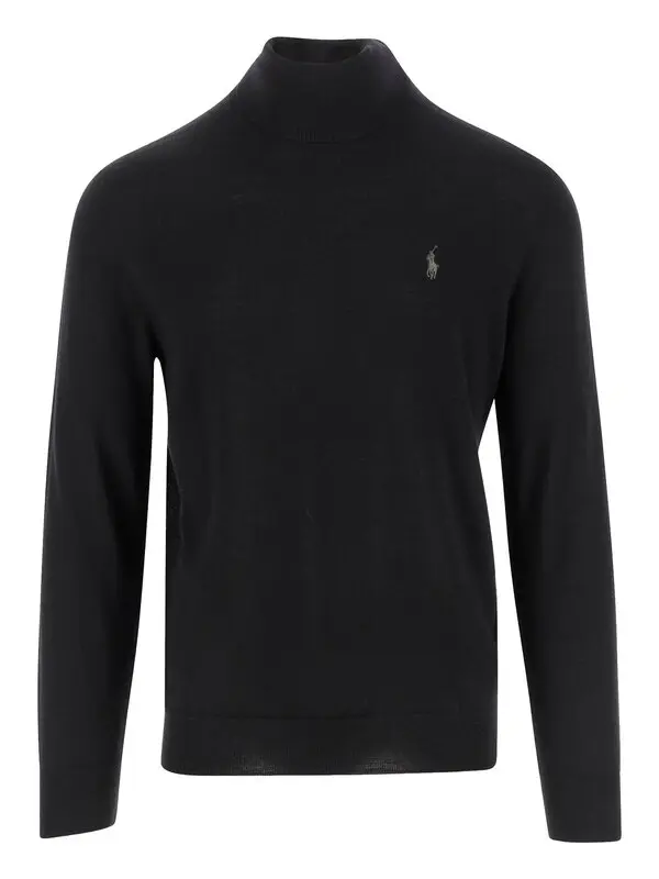 Polo Ralph Lauren Wool Sweater With Logo - Black