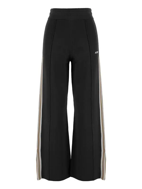 AUTRY Viscose Blend Pants With Logo - Black