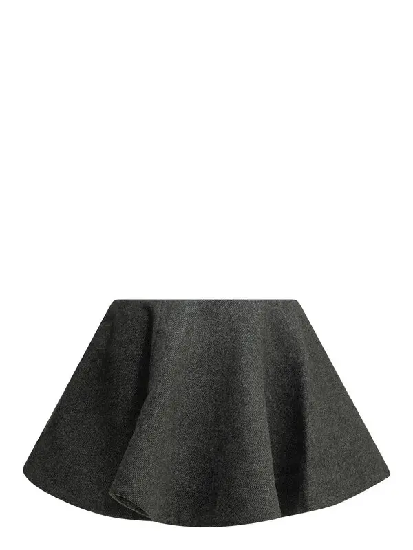 GANNI Flared Wool Miniskirt - Grey