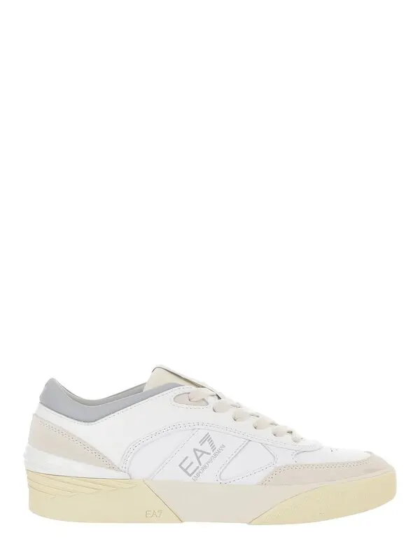 EA7 Otg Pride Luxe Leather Sneakers With Suede Accents - Multi