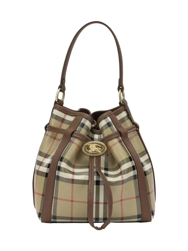 Burberry Check' Small Shoulder Bag - Beige