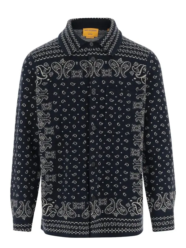 Guest In Residence Cashmere Knitted Shirt With Patterned Design - Navy
