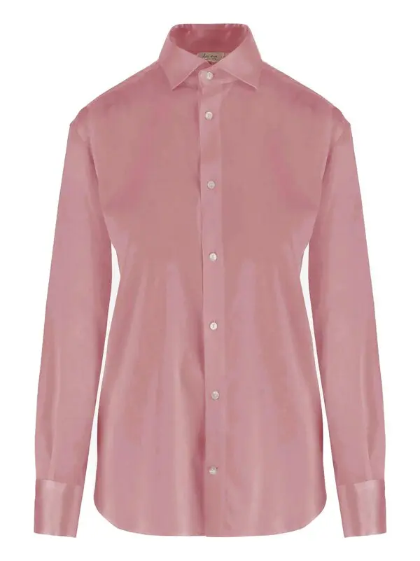 HER SHIRT Stretch Silk Shirt - Pink