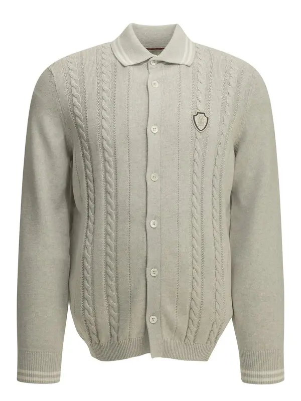 Brunello Cucinelli Cardigan With Logo - Grey