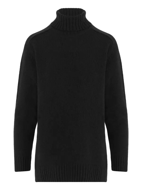 Bruno Manetti Wool And Cashmere Turtle Neck Sweater - Black