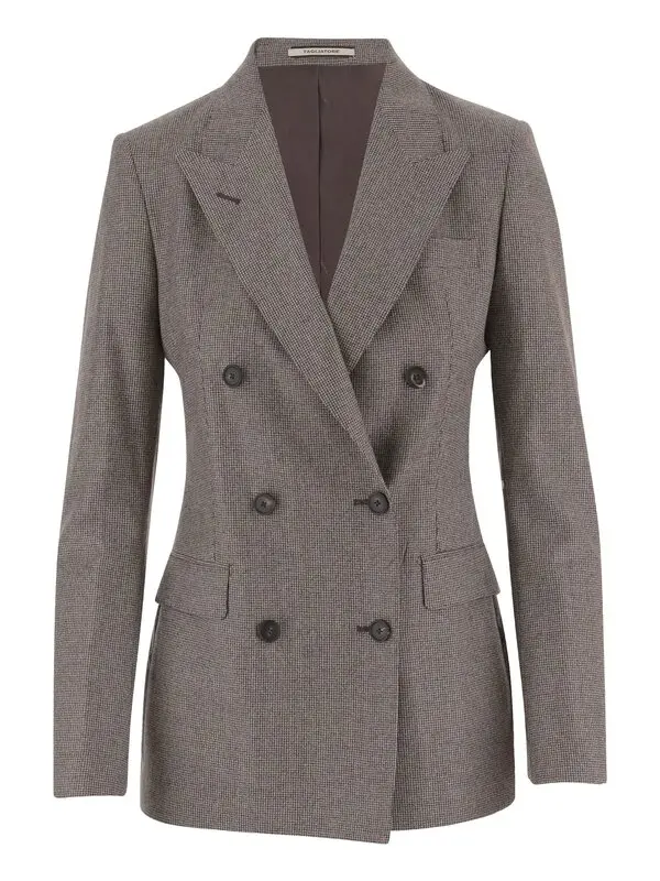 Tagliatore Double Breasted Wool Jacket With Peak Lavel - Multi