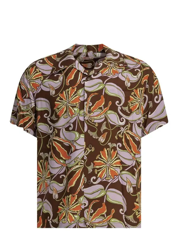 SUN SURF Spider Lily' Casual Shirt - Brown
