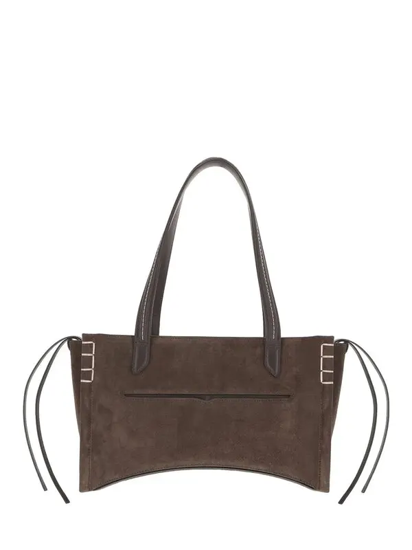 JW Anderson Elongated Loafer Cabas Suede Bag - Brown