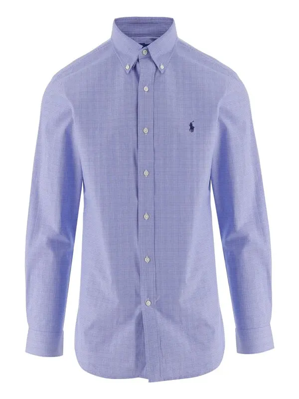 Polo Ralph Lauren Stretch Cotton Checked Shirt - Light Blue