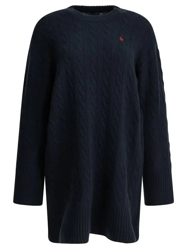 Polo Ralph Lauren Short Knit Dress With Logo - Blue