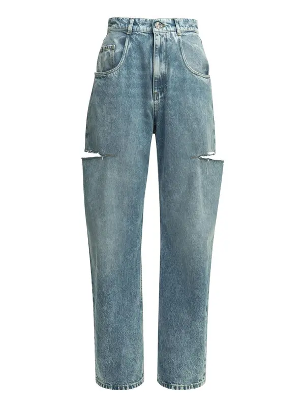 MAISON MARGIELA Ripped Wide Leg Jeans - Blue