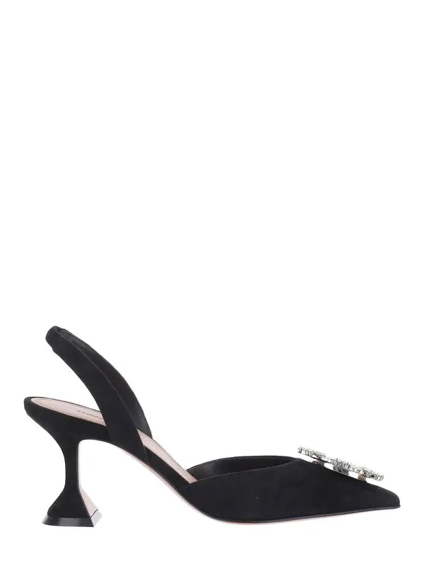Amina Muaddi Begum Suede Slingbacks - Black