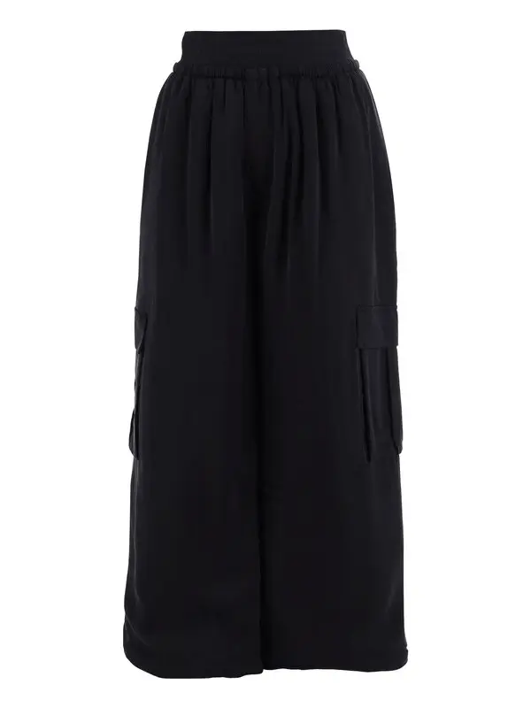 ALAINPAUL Wide Leg Cupro Pants - Black