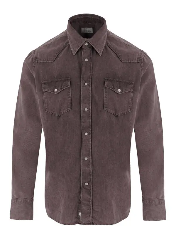 ALESSANDRO GHERARDI Ribbed Cotton Shirt - Brown