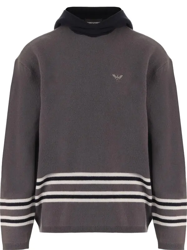 Emporio Armani Virgin Wool Hooded Sweater - Grey