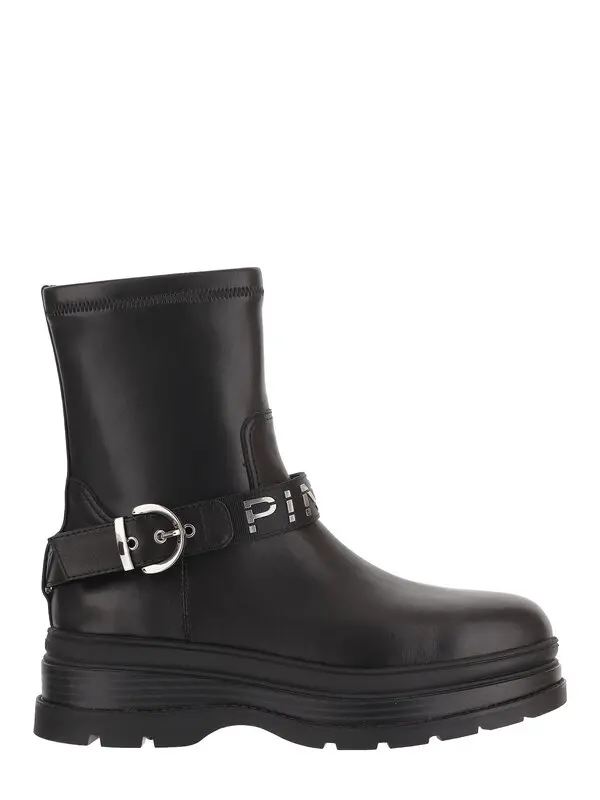 Pinko Leather Eva Ankle Boots - Black