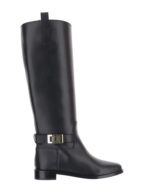 FERRAGAMO Zakia Leather Boots - Black