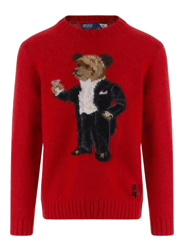 Polo Ralph Lauren Wool Sweater With Polo Bear - Red
