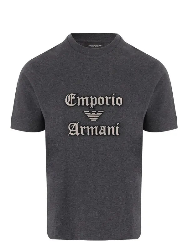 Emporio Armani Cotton T Shirt With Logo - Grey
