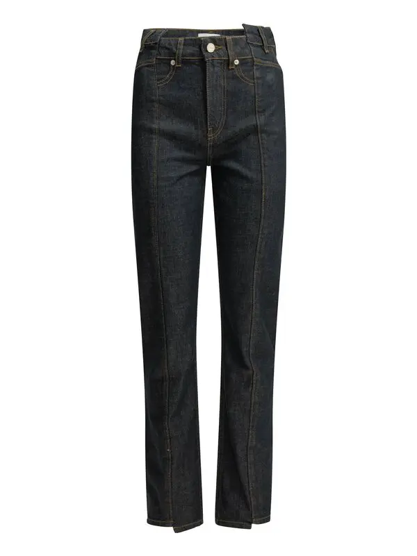 GANNI Fold' Straight Leg Jeans - Blue