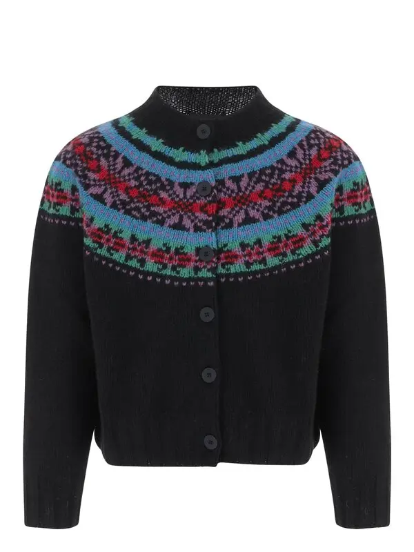 Howlin' Wool Cardigan With Jacquard Pattern - Black