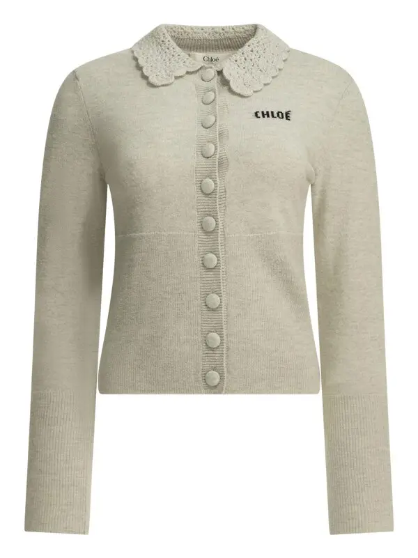Chloé Polo Sweater With Logo - Grey