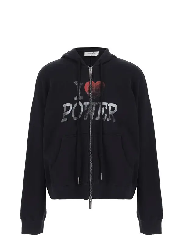 Matieres Fecales Cotton Hoodie With Zipper - Black