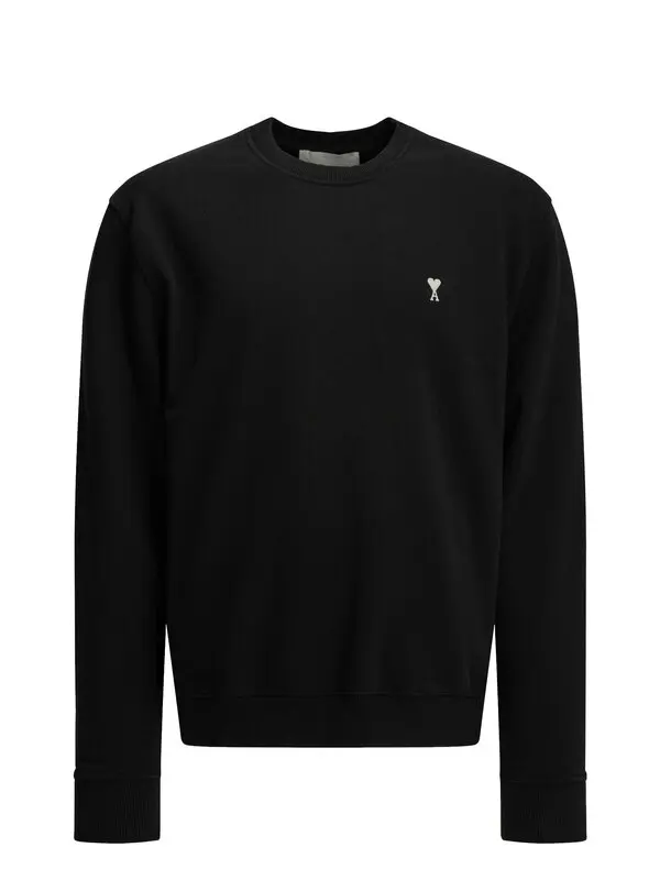 AMI Paris De Coeur' Crew Neck Sweatshirt - Black