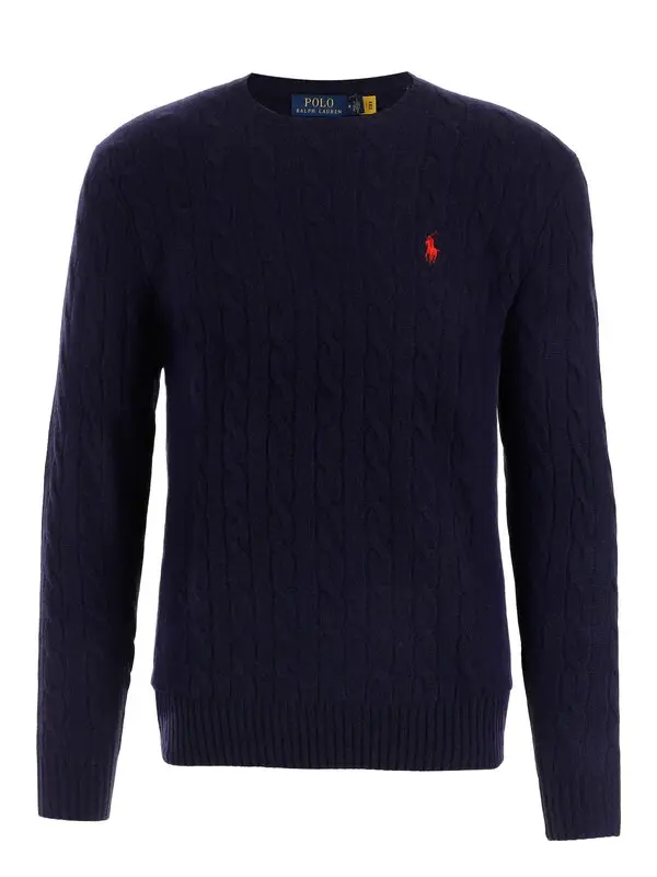 Polo Ralph Lauren Wool And Cashmere Cable Knit Sweater - Navy