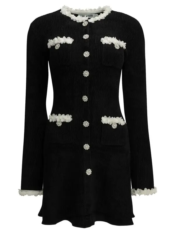 SELF-PORTRAIT Short Flared Dress - Black
