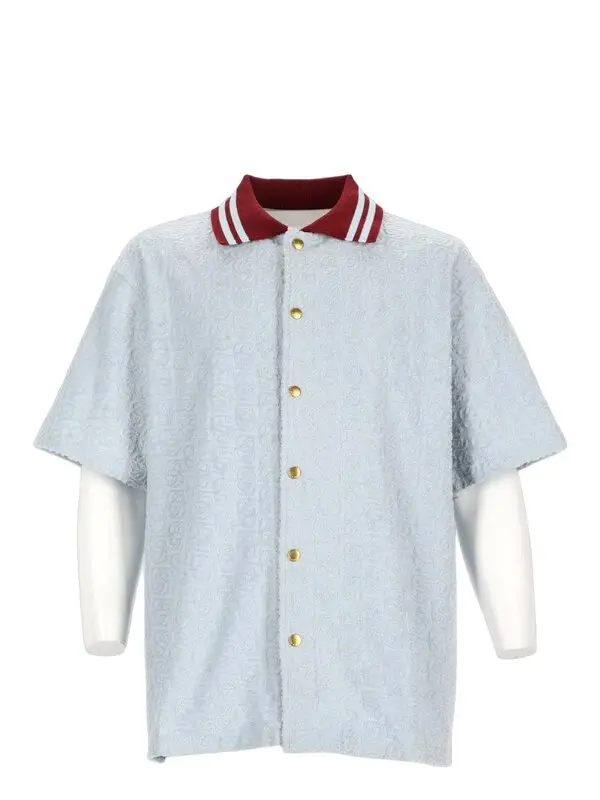 Drole De Monsieur Camicia Monogram In Cotone - Blue
