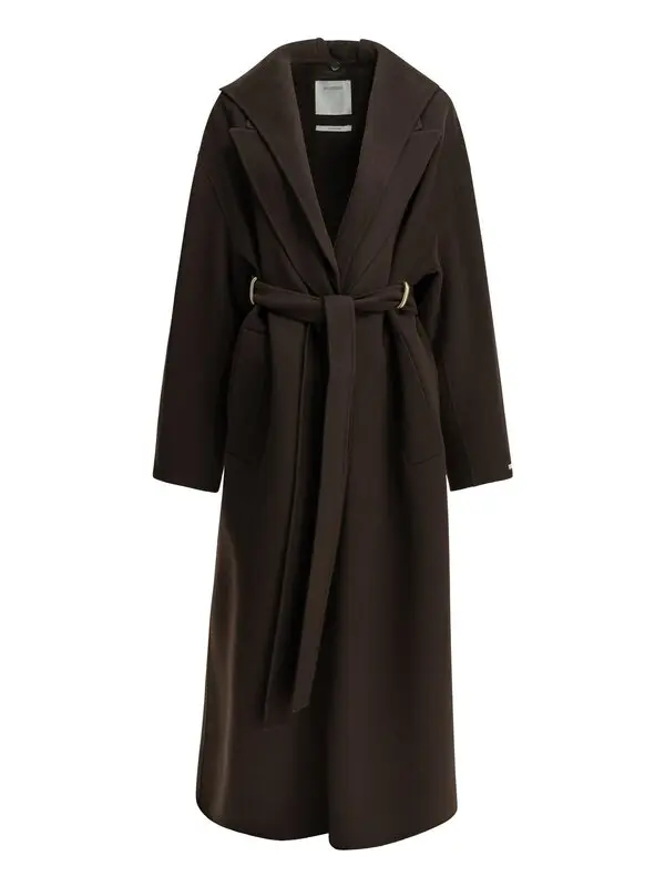 Max Mara Long Coat In Pure Wool - Brown