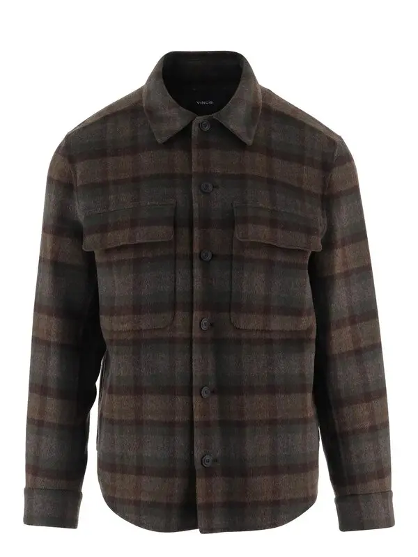 Vince Wool Blend Shirt With Checked Pattern - Multi
