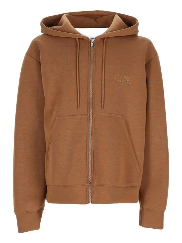 MAISON MARGIELA Felpa Con Zip E Cappuccio - Brown