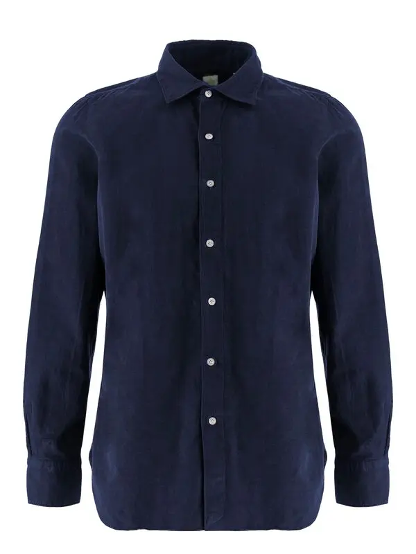 FINAMORE 1925 Ribbed Cotton Shirt - Navy