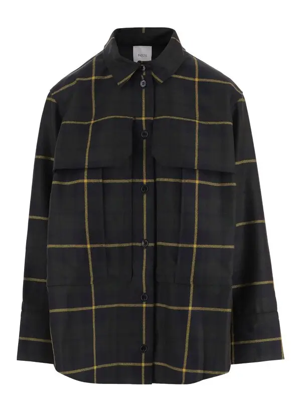 PATOU Checked Wool Shirt With Pockets - Multi
