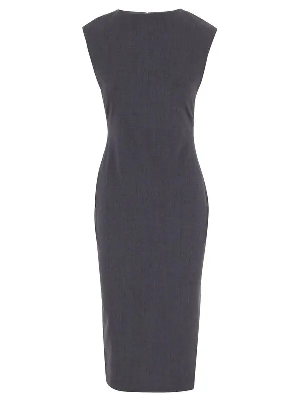 Jacquemus Alba Stretch Wool Midi Dress - Grey