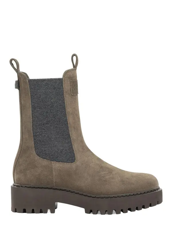 Brunello Cucinelli Suede Pull On Ankle Boots - Brown