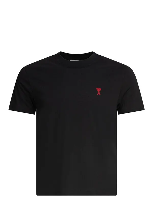 AMI Paris Crew Neck T Shirt With Logo - Black