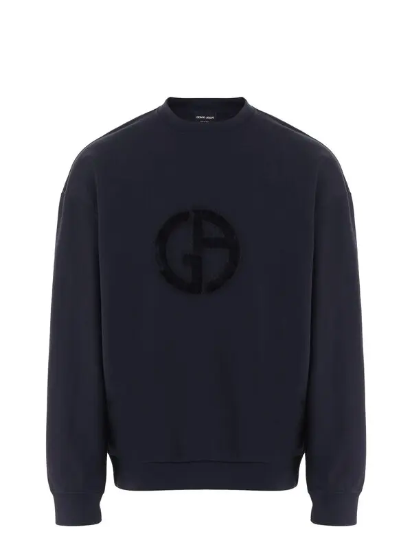 Giorgio Armani Cotton Blend Sweatshirt With Logo - Black