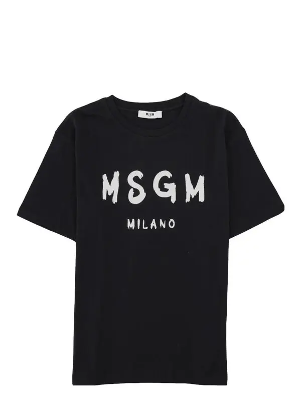 MSGM T Shirt A Manica Corta Con Stampa Logo - Black