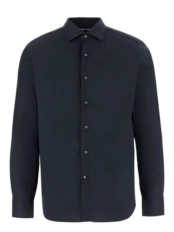 ALESSANDRO GHERARDI Stretch Cotton Blend Shirt - Navy