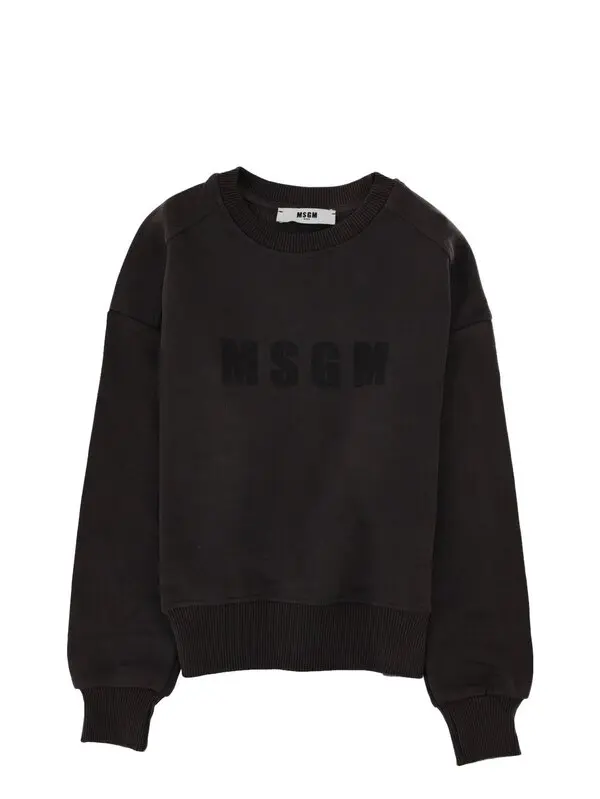 MSGM Felpa Girocollo Con Logo - Charcoal