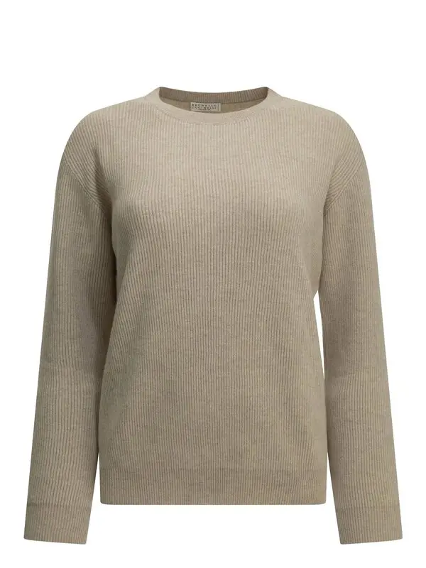 Brunello Cucinelli Cashmere Crew Neck Sweater - Beige